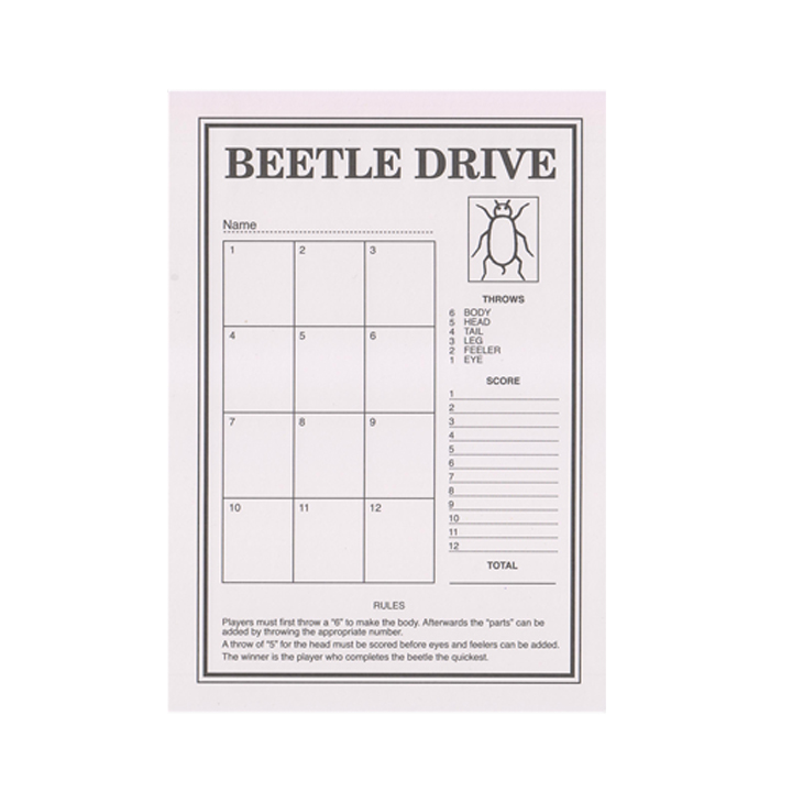 Global Featured Beetle Drive Score Pads for Beetle game x 4 pads ...